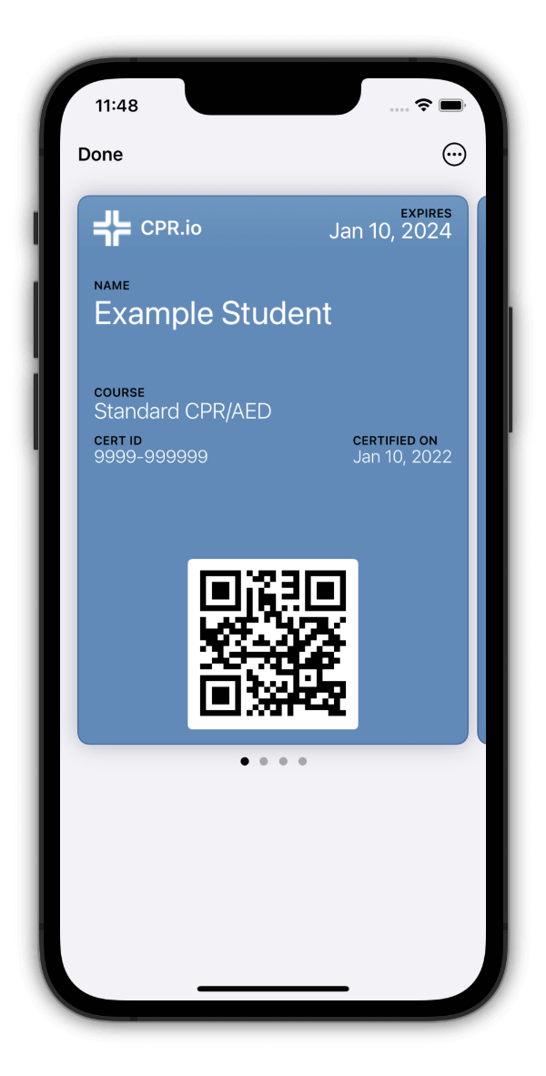 Tarjetas de certificación digital Apple Wallet - CPR.io